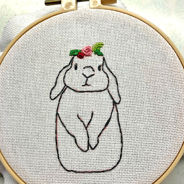 Spring Bunny Embroidery - Ohio Designer Craftsmen